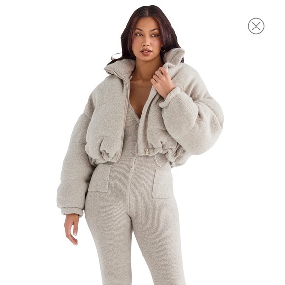 House of CB | Jackets & Coats | House Of Cb Pascal Knit Crop Puffer ...